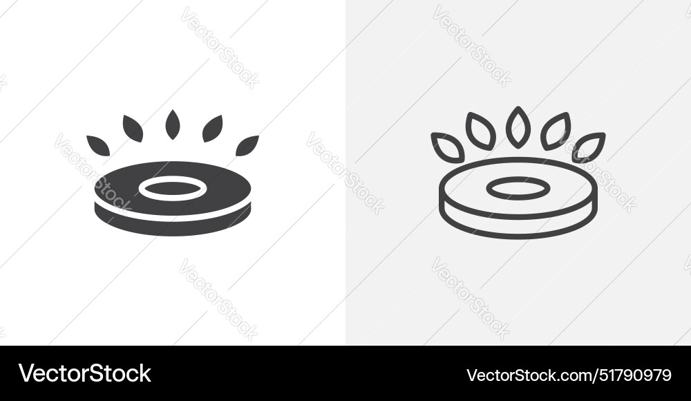 Fire burner icon set black filled and outlined Vector Image