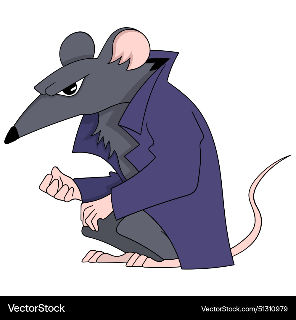 Money stealing mouse with a fierce face Royalty Free Vector