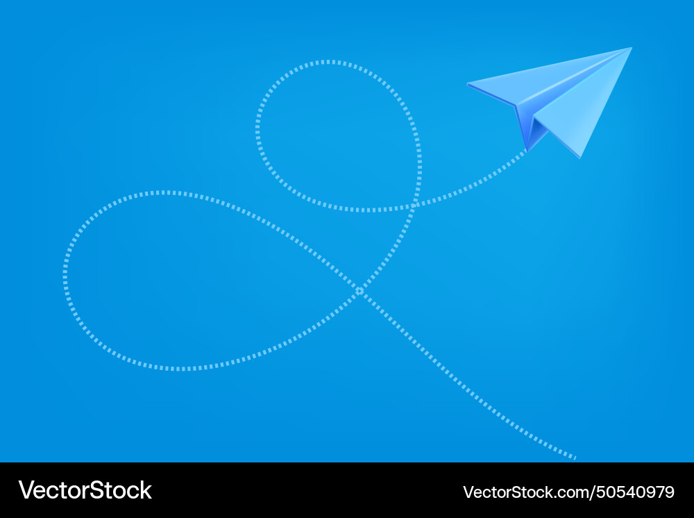Paper plane on blue sky with the path travel Vector Image