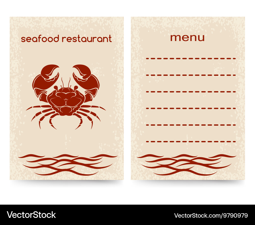 Seafood restaurant menu template Royalty Free Vector Image