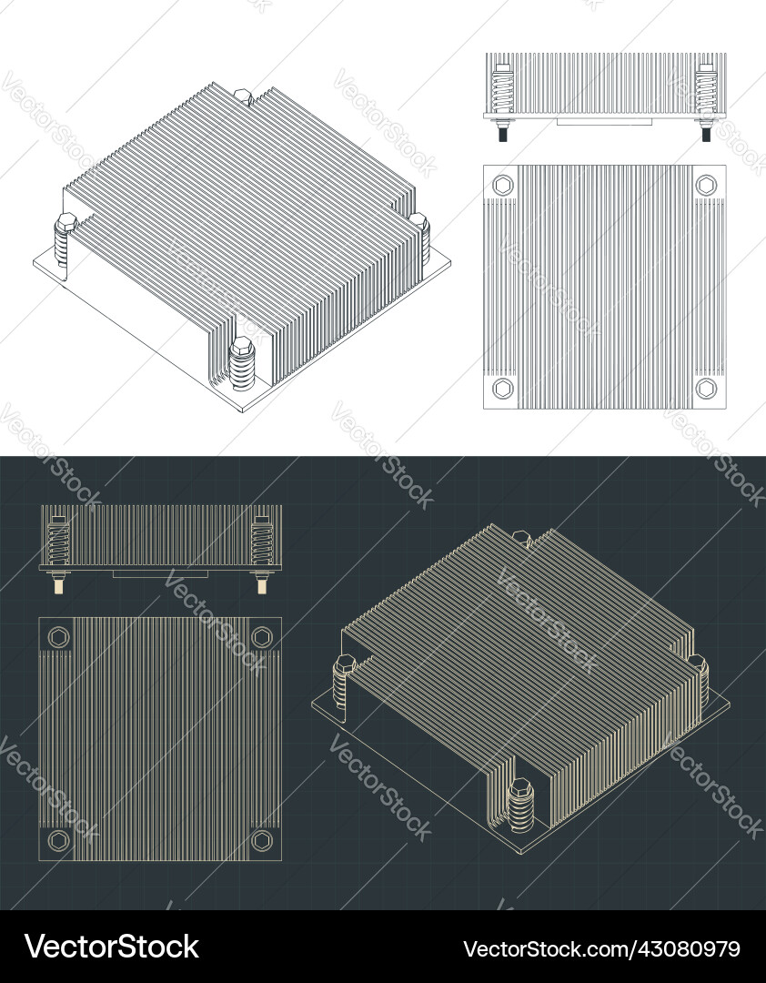 Server cpu cooler blueprints Royalty Free Vector Image