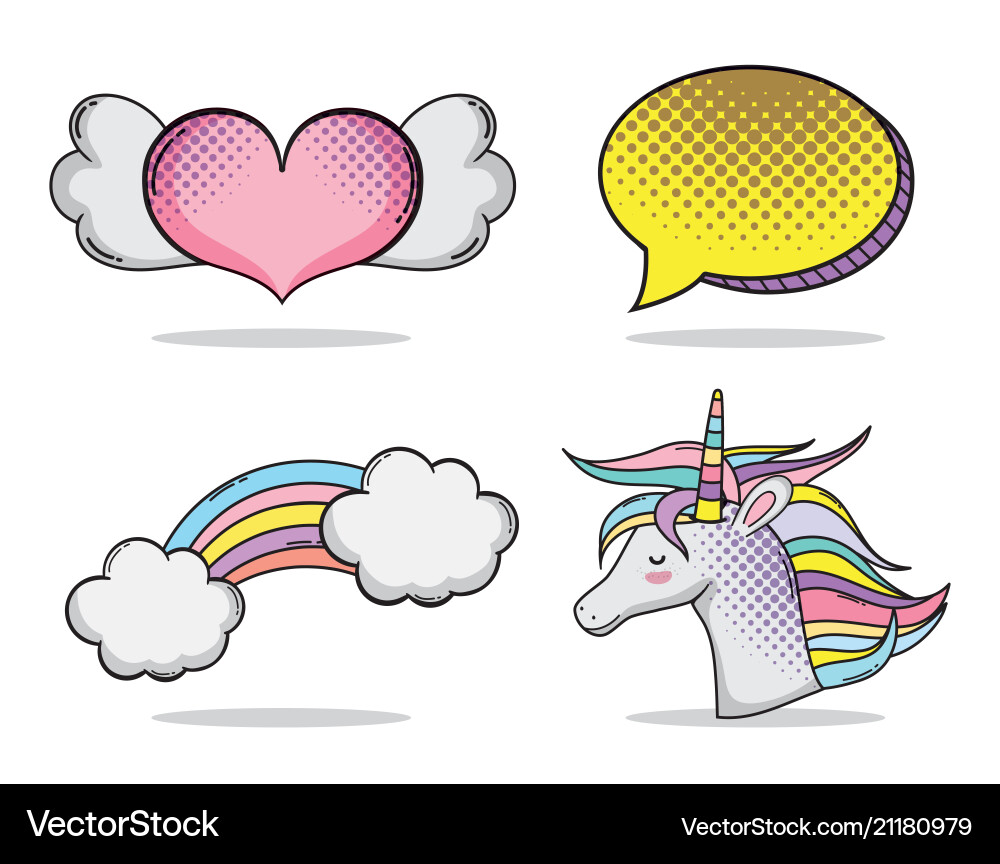 Set of pop art cartoon Royalty Free Vector Image