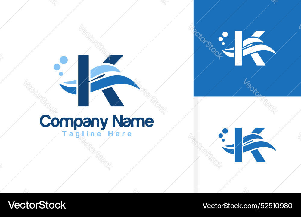 A wave icon and letter k logo inspiration Vector Image