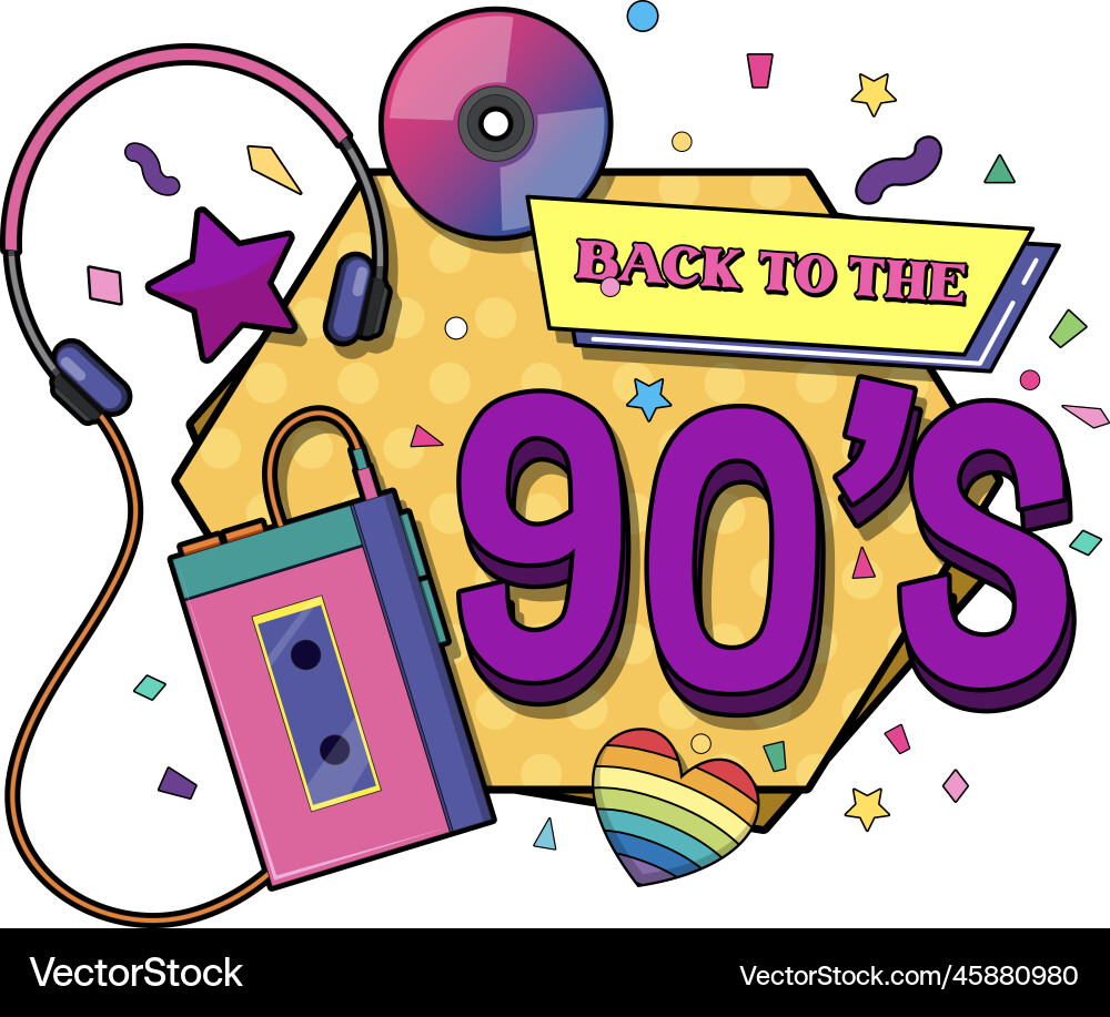 Back to the 90s banner template Royalty Free Vector Image