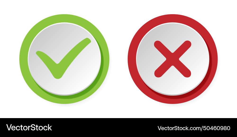 Correct and incorrect sign check mark sticker Vector Image