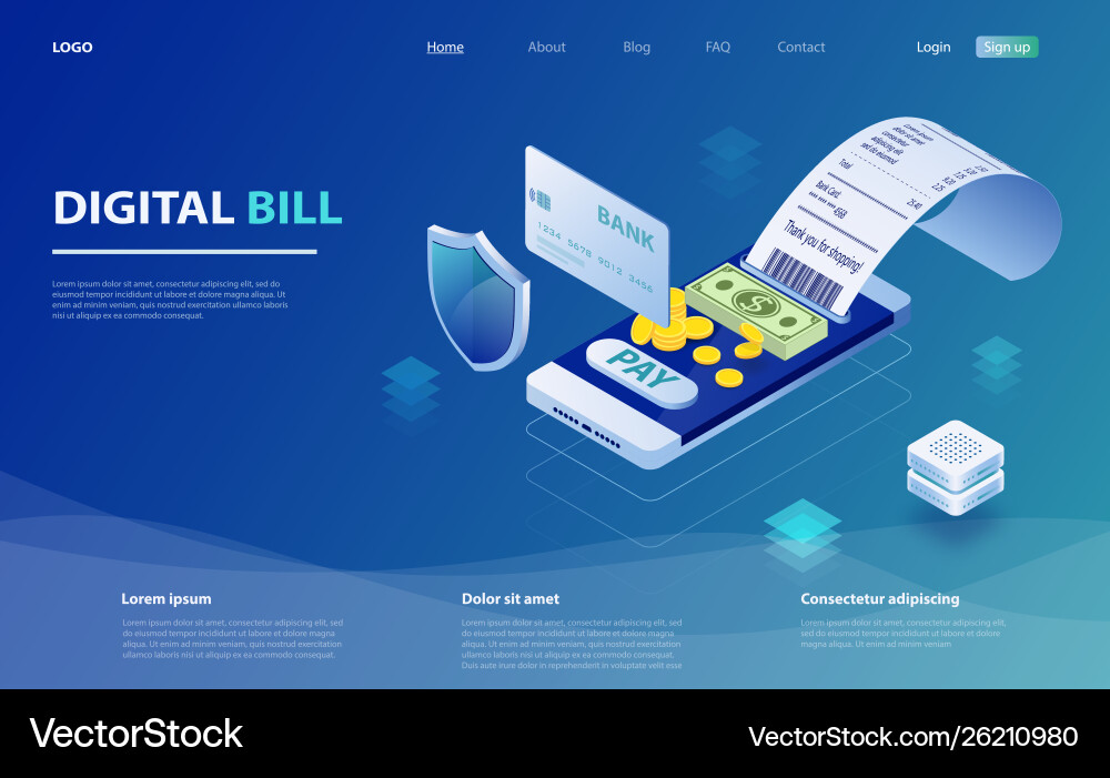 Digital bill and online bank Royalty Free Vector Image