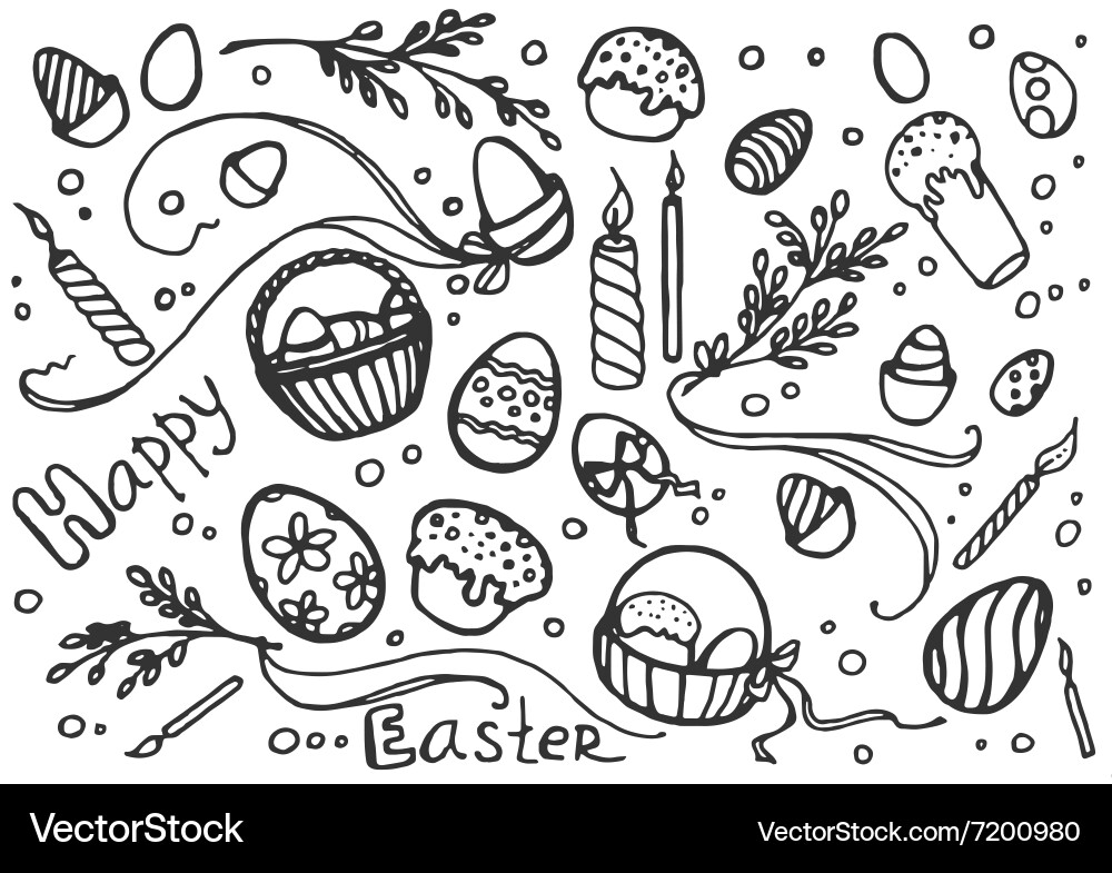 Doodle set of easter Royalty Free Vector Image