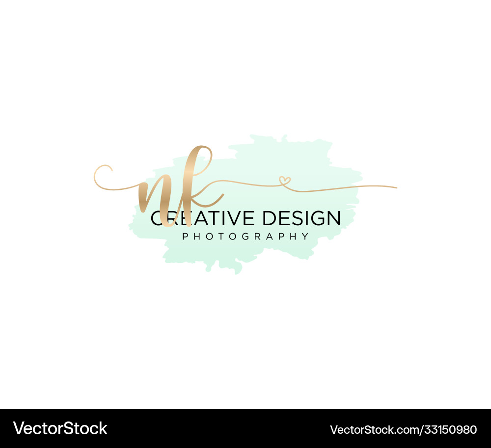 Initial nk handwriting logo with brush template Vector Image