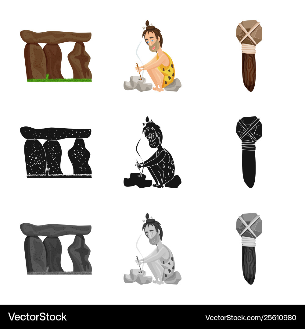 Isolated object evolution and prehistory sign Vector Image