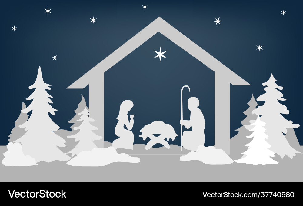Nativity Scene - Holy Family Winter Royalty Free Vector