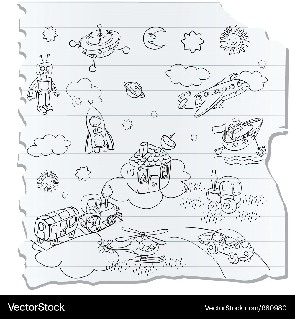 Sketch robot rocket Vector Images & Graphics for Commercial Use ...