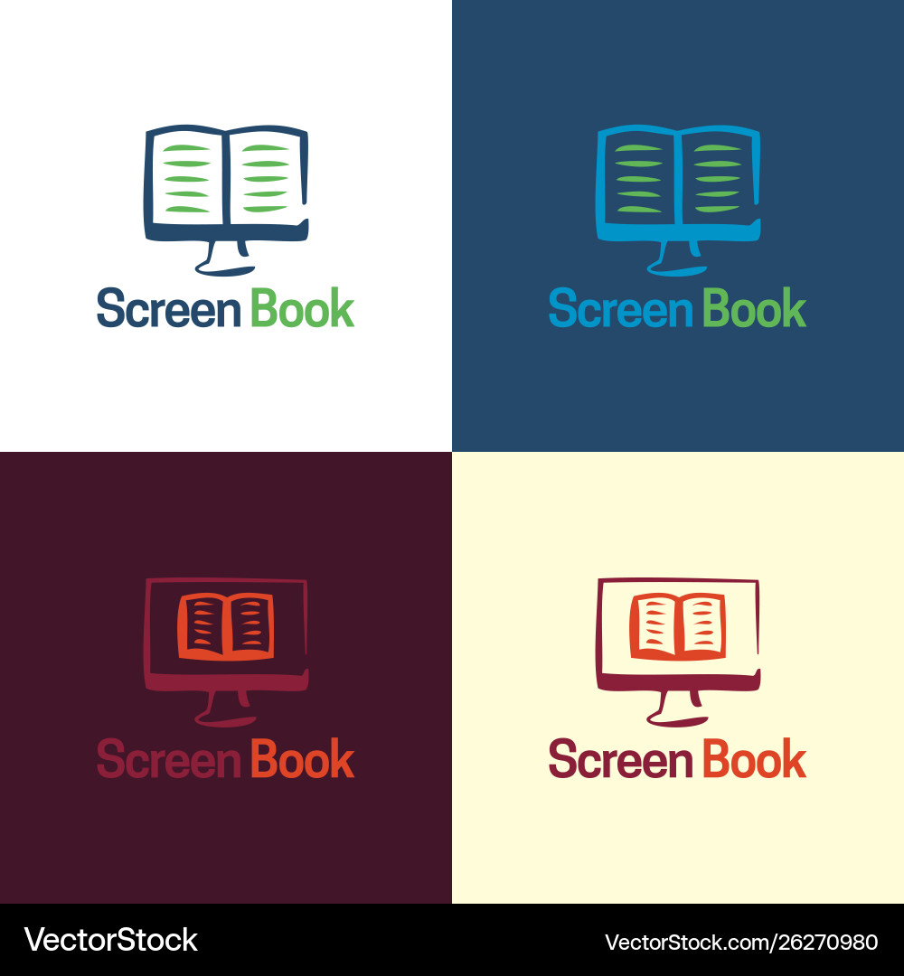 Screen book logo and icon Royalty Free Vector Image
