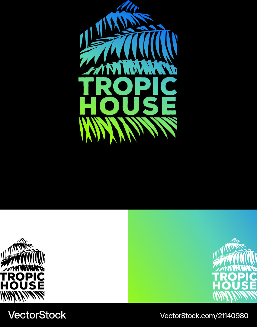 Tropic House Resort Emblem Royalty Free Vector Image