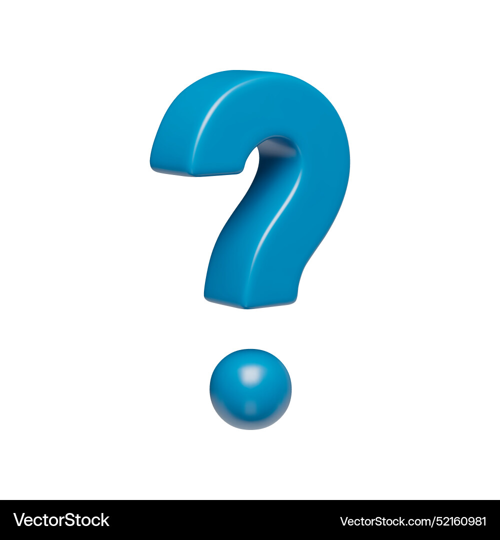 3d realistic rotating blue question symbol Vector Image