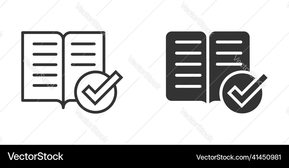 Book check mark icon in flat style bookmark Vector Image