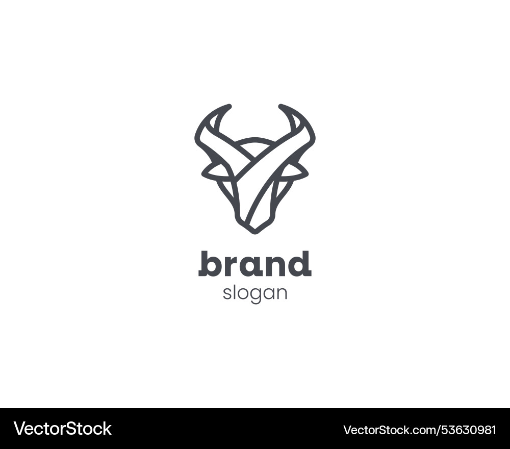 Creative line monogram bull head logo Royalty Free Vector