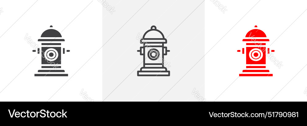 Fire hydrant icon set black filled and outlined Vector Image