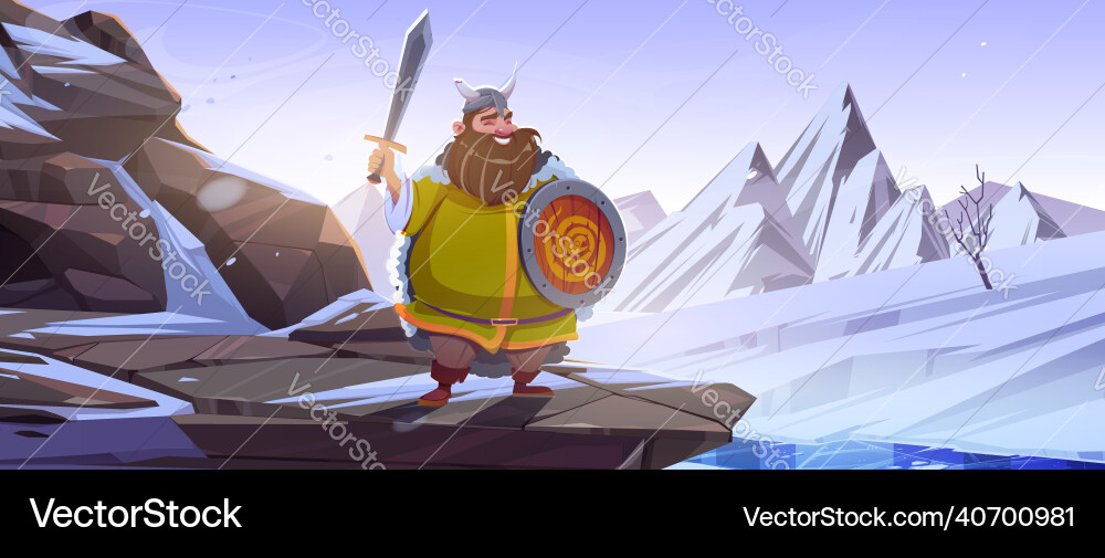 Funny Viking Warrior Cartoon Royalty Free Vector Image
