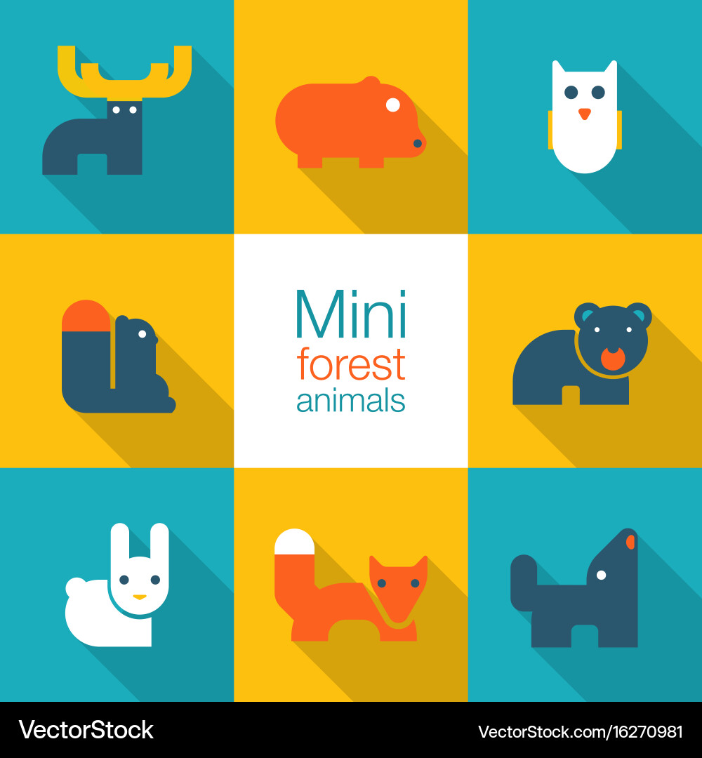 Minimal forest animals Royalty Free Vector Image