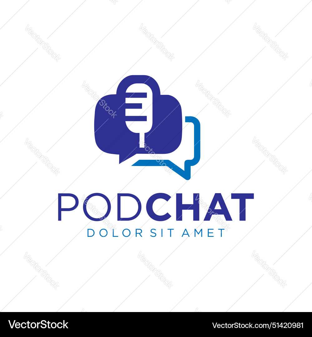 Podcast mic talk chat logo design icon Royalty Free Vector