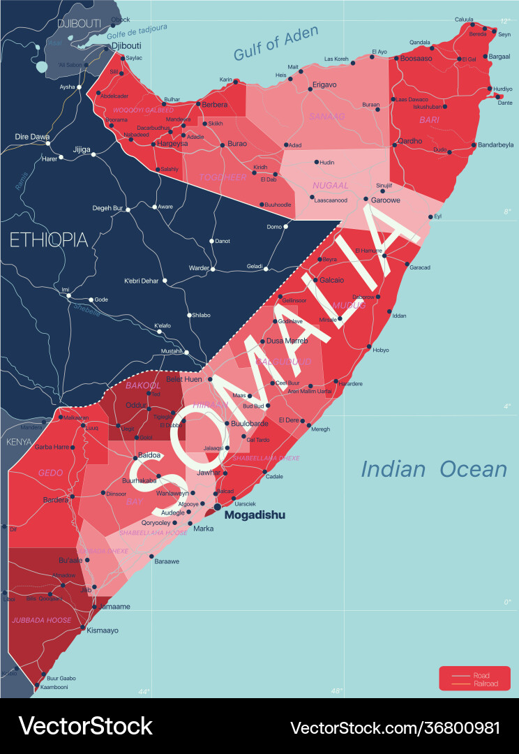 Somalia country detailed editable map Royalty Free Vector