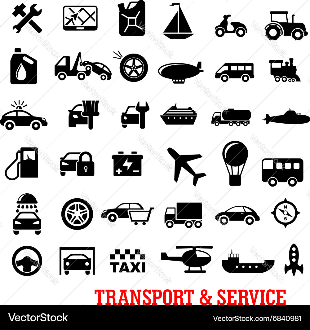 Transportation and car service flat icons Vector Image