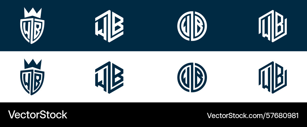 Wb letter logo set design Royalty Free Vector Image