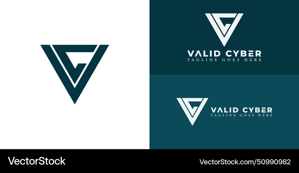 Abstract initial triangle letter vc or cv logo Vector Image