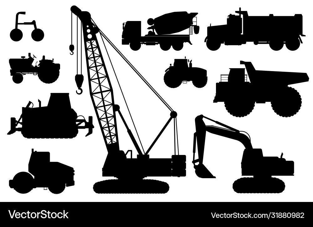 Construction machines set heavy Royalty Free Vector Image