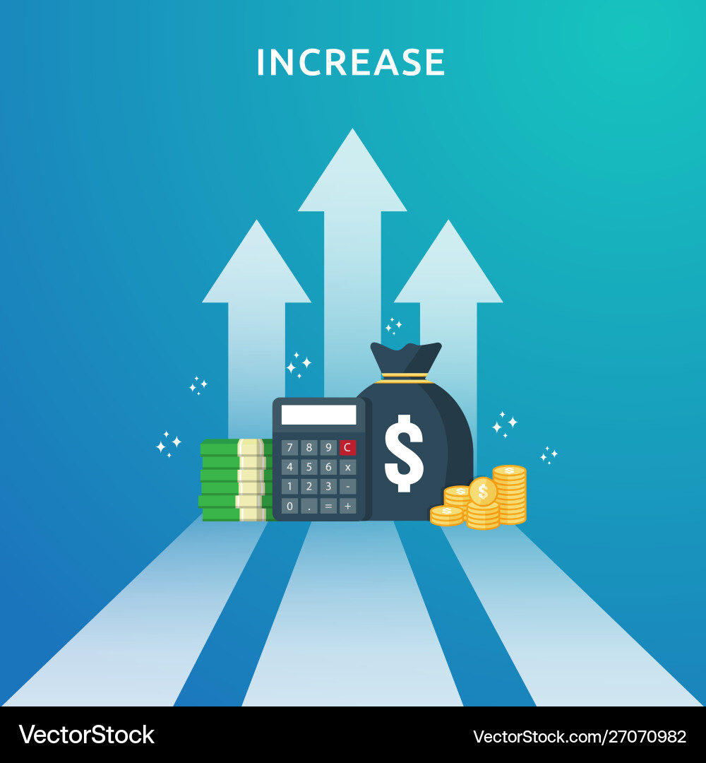 Income salary rate increase finance performance Vector Image