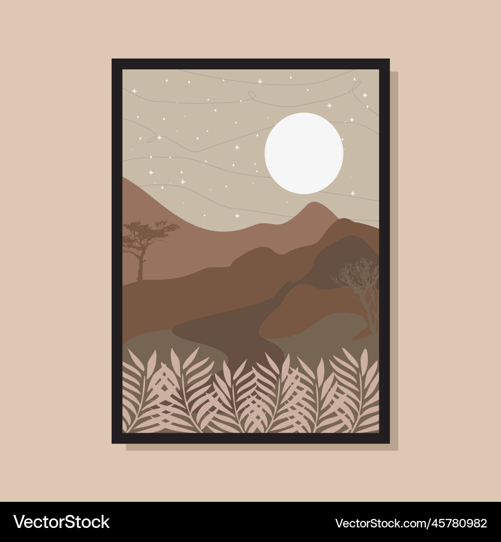 Landscape art boho template Royalty Free Vector Image