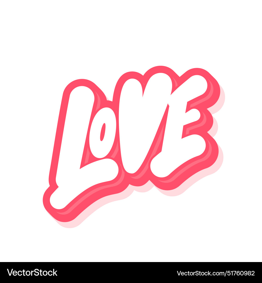 Love word handwritten lettering sticker Royalty Free Vector