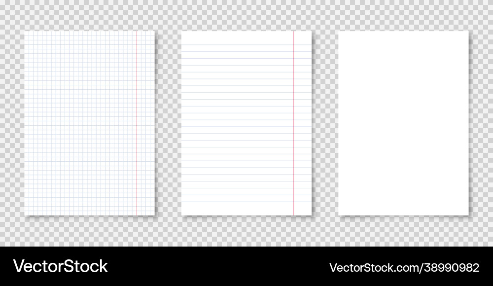 Realistic blank lined paper sheets in a4 format Vector Image