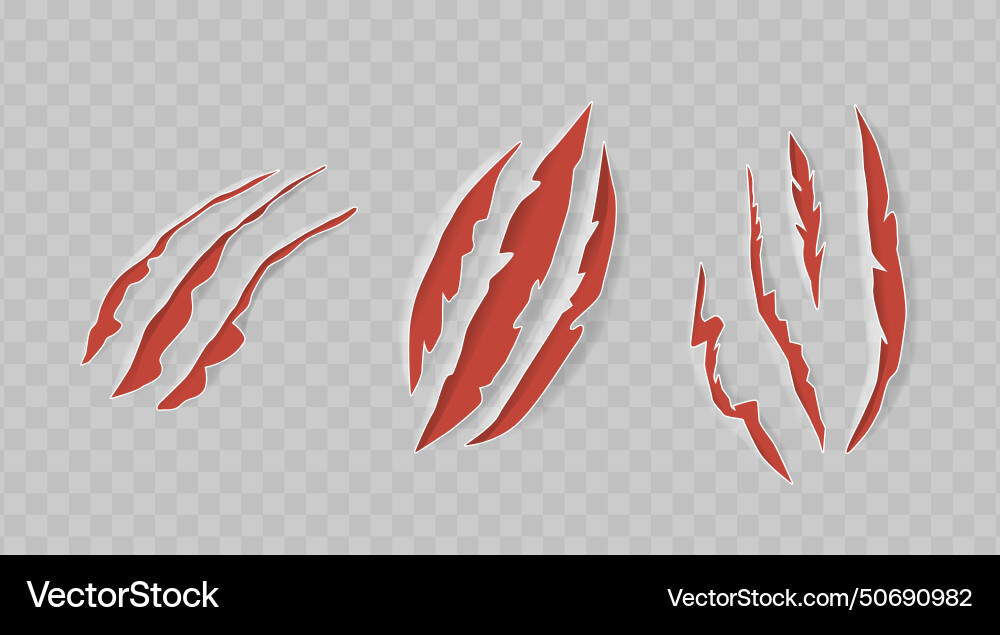 Red claw marks slender animal scratches Royalty Free Vector