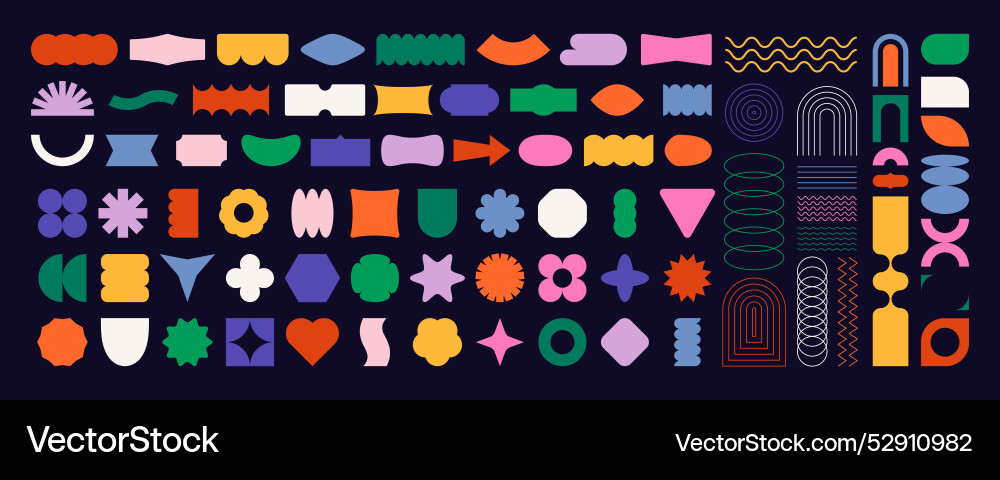 Retro brutalist shapes geometric basic figures Vector Image