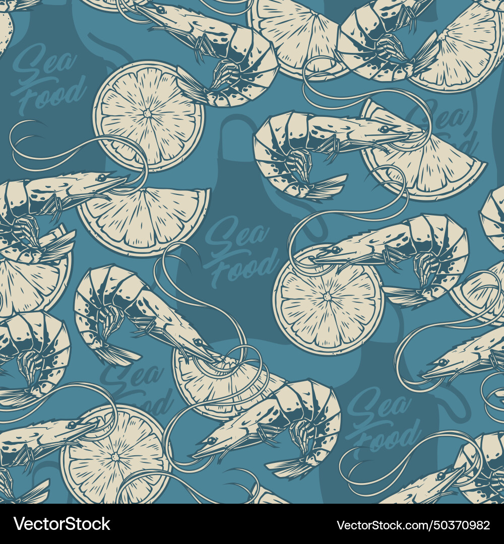 Seafood shrimp seamless pattern colorful Vector Image