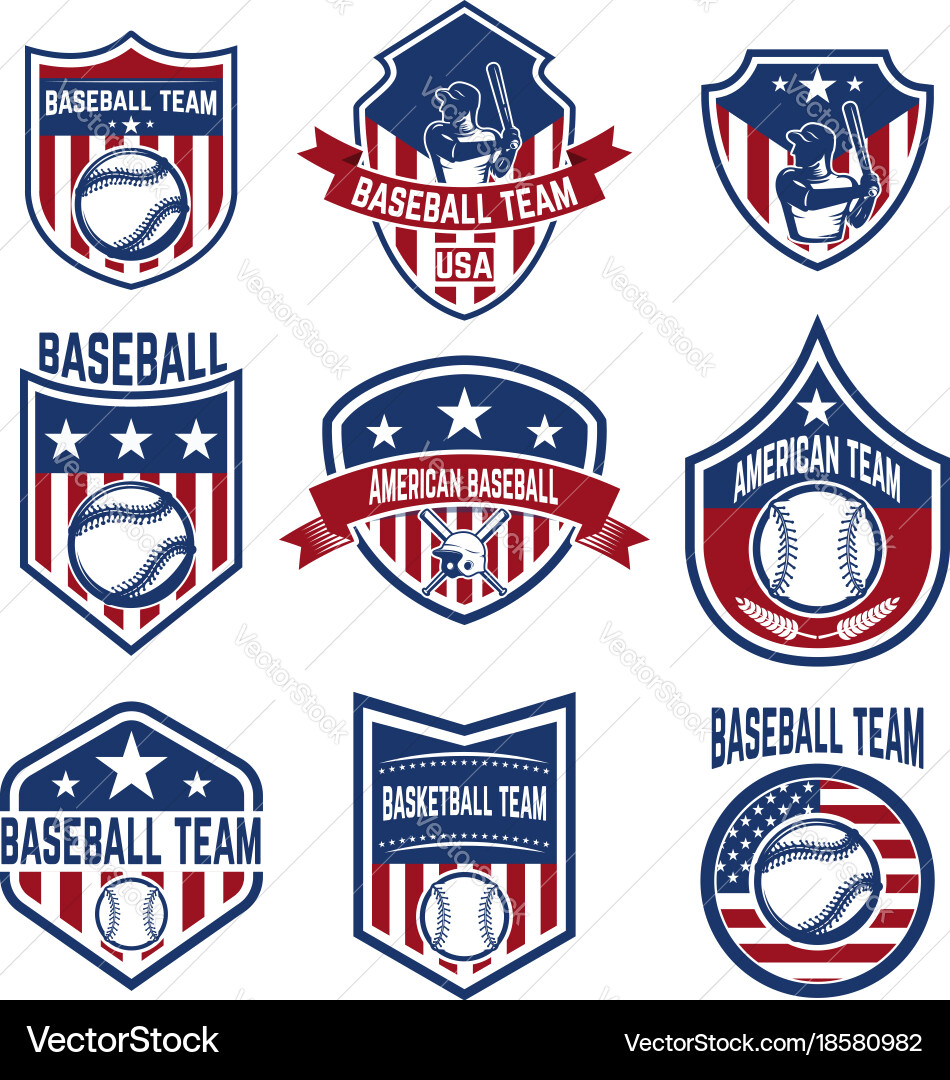 Set of baseball emblems tournament Royalty Free Vector Image