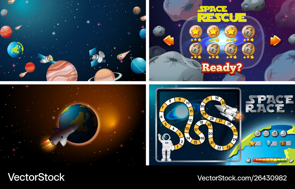 Set space games Royalty Free Vector Image - VectorStock