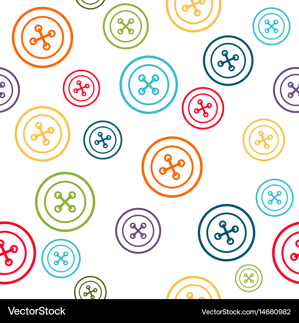 Sewing pattern with colorful line buttons Vector Image