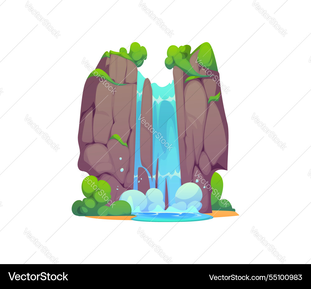 Cartoon waterfall river water cascade Royalty Free Vector