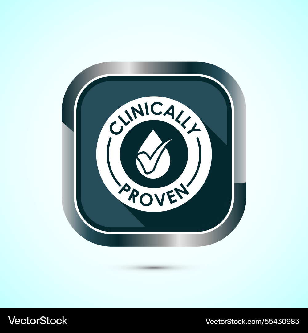 Clinically proven icon design tested Royalty Free Vector