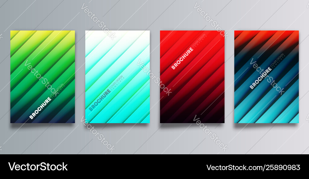 Colorful Gradient Line Art Cover Set Royalty Free Vector