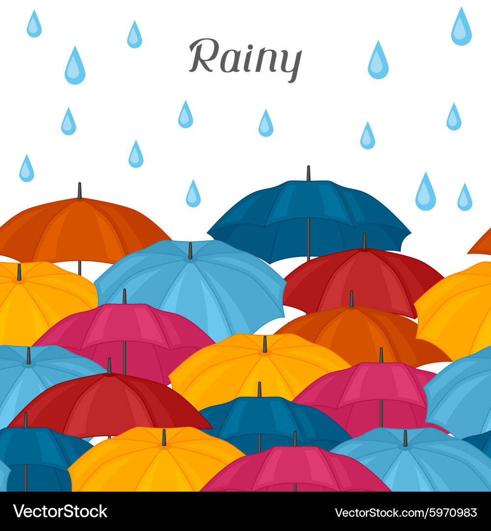 Colorful Umbrella Rain Background Royalty Free Vector Image