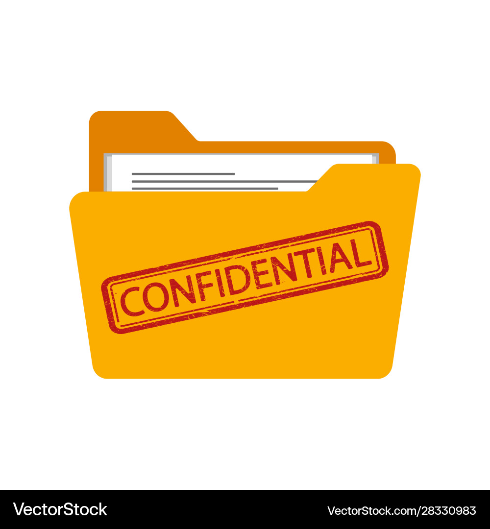 Confidential stamp on folder isolated a white Vector Image