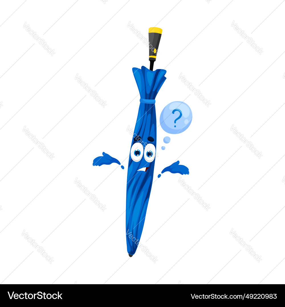 Confused Blue Umbrella Character Royalty Free Vector Image