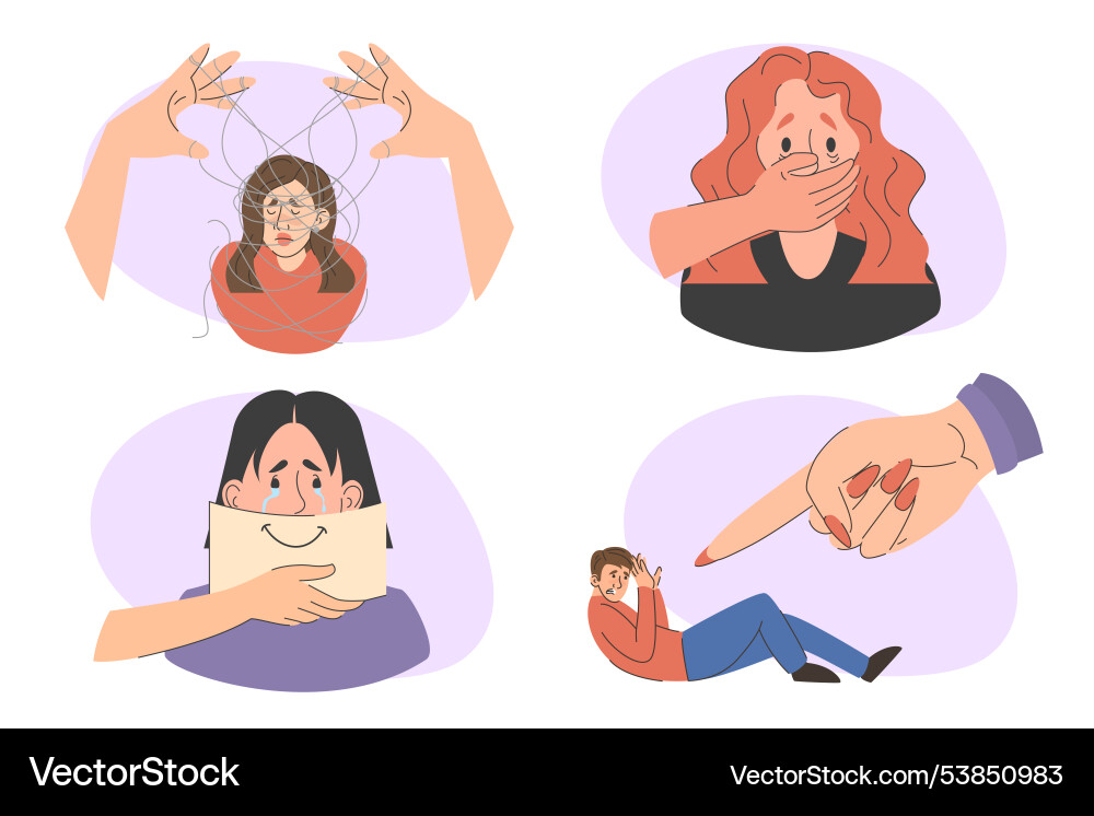 Emotional abuse set isolated Royalty Free Vector Image