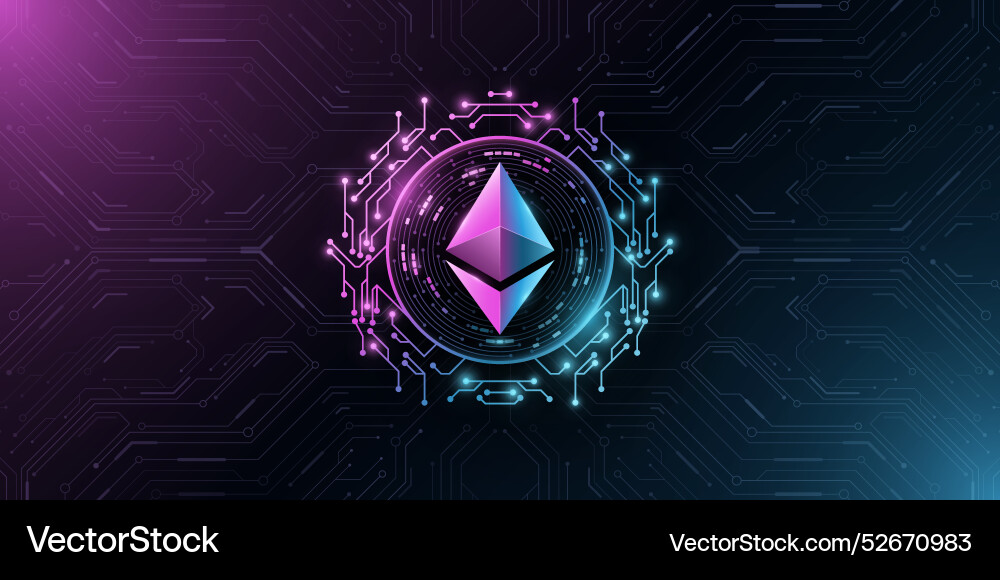 Ethereum cryptocurrency in a futuristic style Vector Image