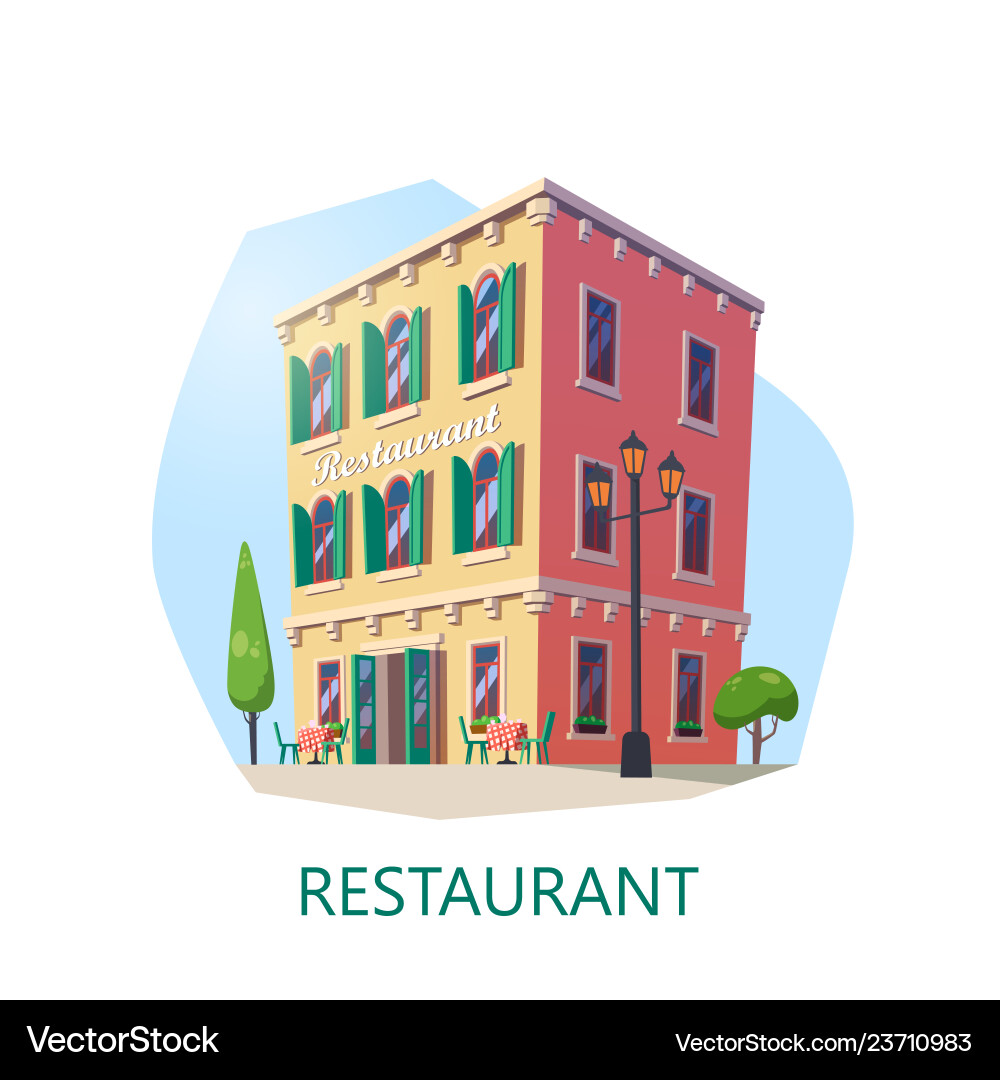 Facade of restaurant or buffet cafe building Vector Image