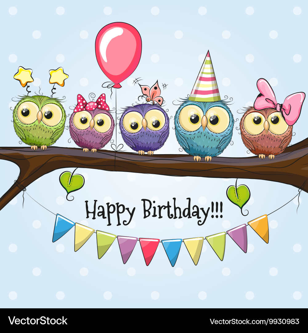 Five cute owls Royalty Free Vector Image - VectorStock