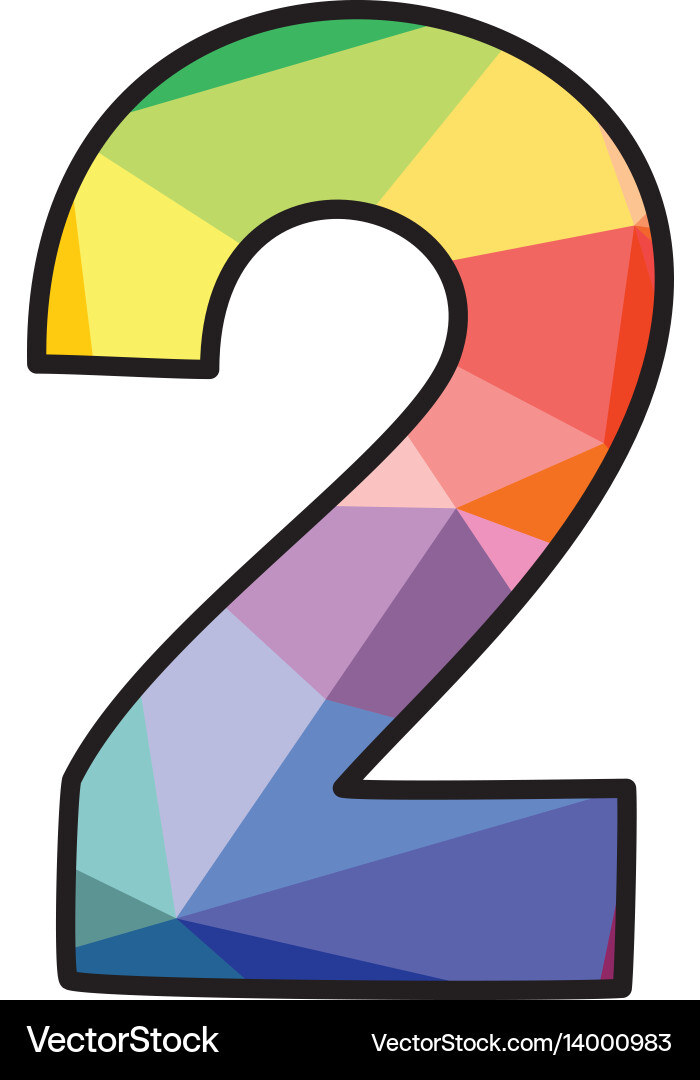 Flat number 2 isolated on white background Vector Image